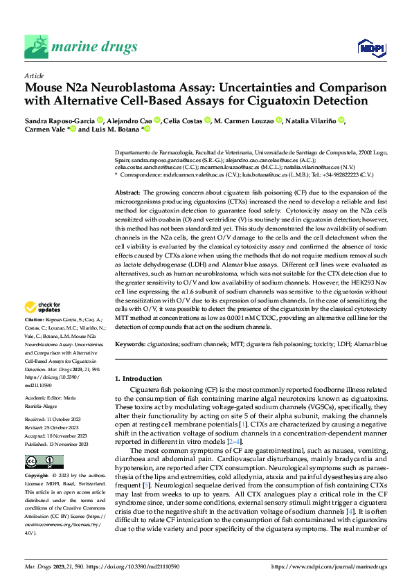 (PDF) Mouse N2a Neuroblastoma Assay: Uncertainties and Comparison with ...