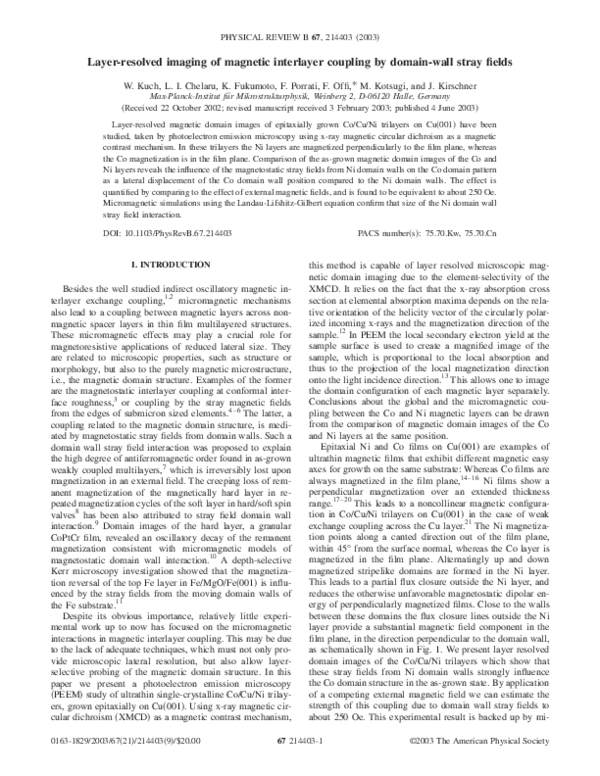 (PDF) Layer-resolved imaging of magnetic interlayer coupling by domain ...