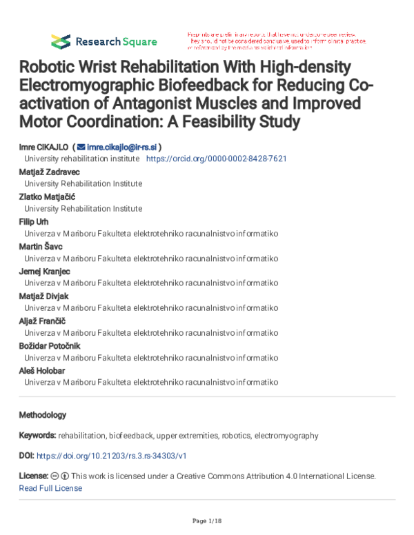 (PDF) Robotic Wrist Rehabilitation With High-density Electromyographic ...