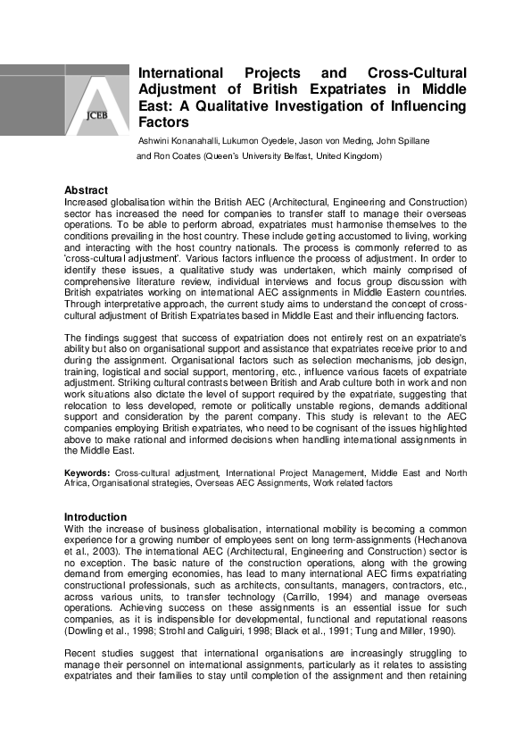 (PDF) International projects and cross-cultural adjustments of British ...