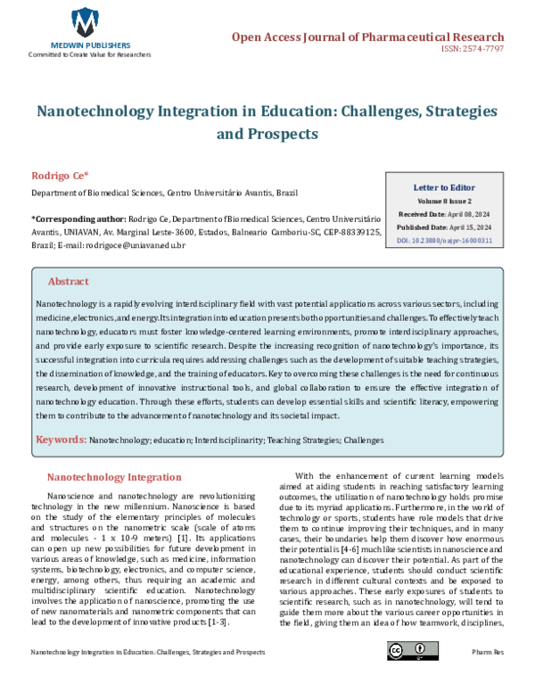 (PDF) Nanotechnology Integration in Education: Challenges, Strategies ...