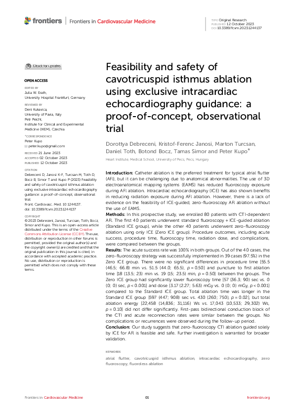 (PDF) Feasibility and safety of cavotricuspid isthmus ablation using exclusive intracardiac ...
