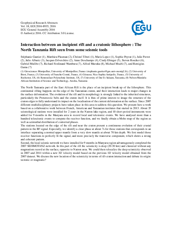 (PDF) Interaction between an incipient rift and a cratonic lithosphere ...