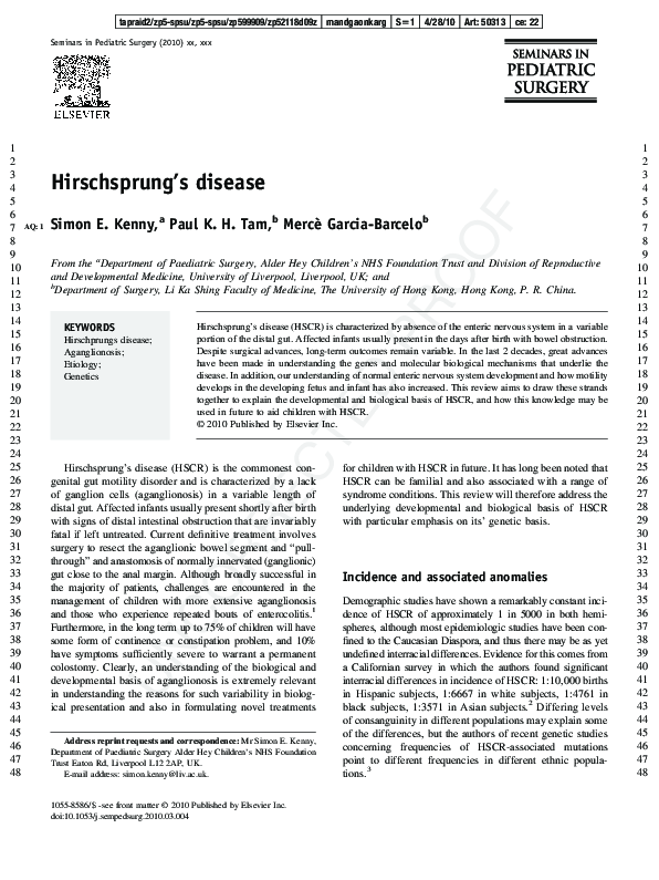 (PDF) Hirschsprung's disease