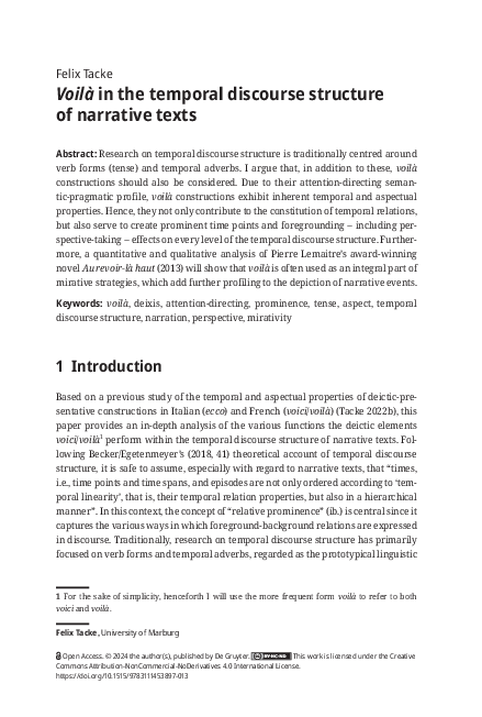 (PDF) "Voilà" in the temporal discourse structure of narrative texts