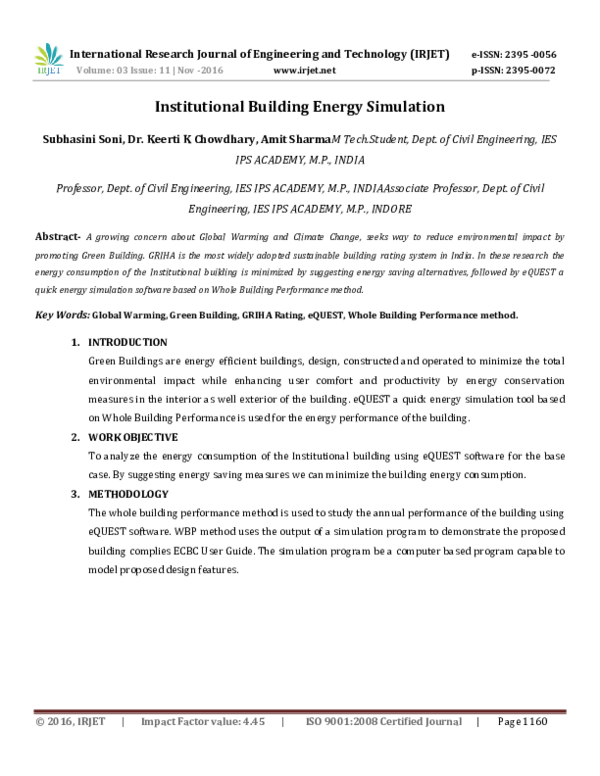 (PDF) Institutional Building Energy Simulation
