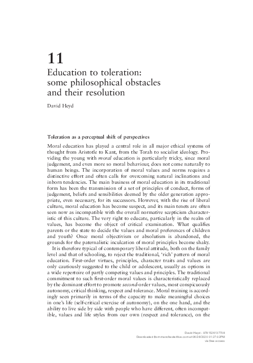 (PDF) Education to tolerance
