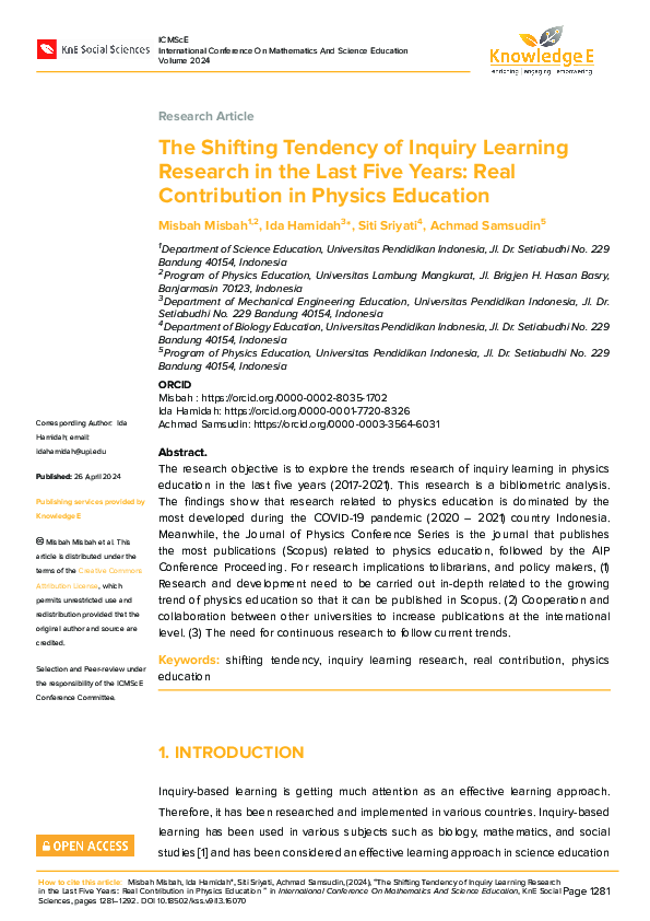 (PDF) The Shifting Tendency of Inquiry Learning Research in the Last ...