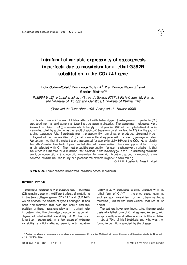 (PDF) Intrafamilial variable expressivity of osteogenesis imperfecta ...