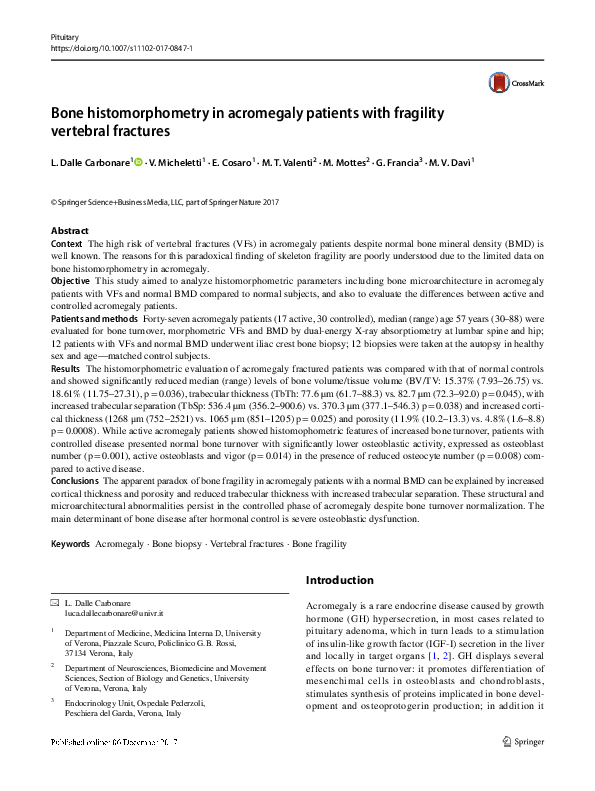 (PDF) Bone histomorphometry in acromegaly patients with fragility ...
