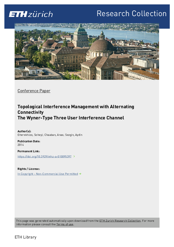 (PDF) Topological Interference Management with Alternating Connectivity: The Wyner-Type Three ...