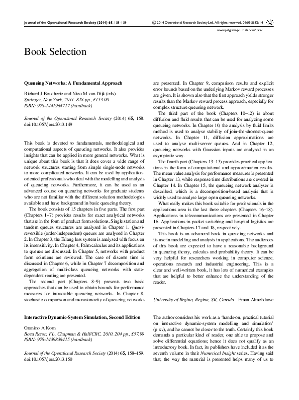 (PDF) Queueing Networks: A Fundamental Approach