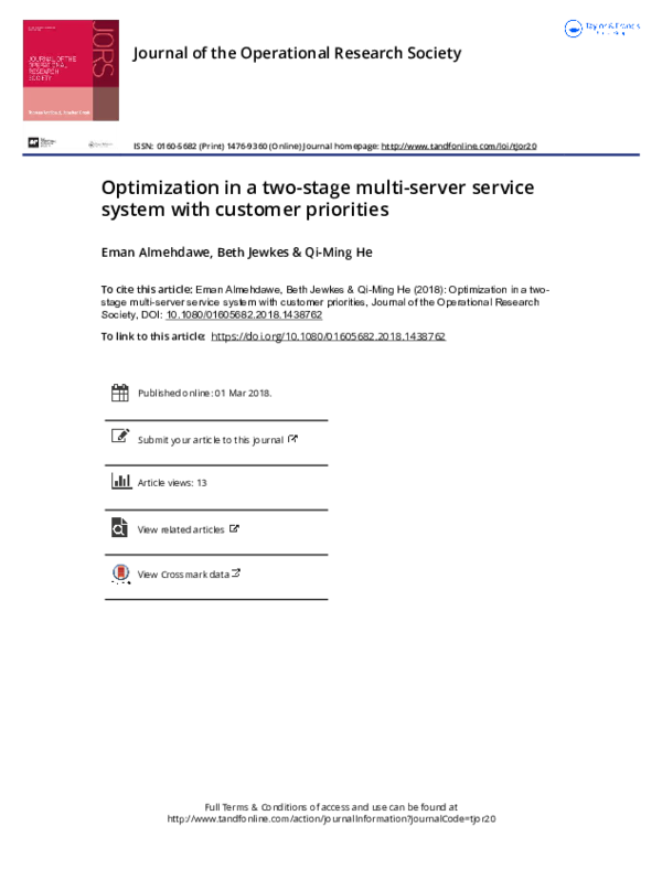 (PDF) Optimization in a two-stage multi-server service system with ...
