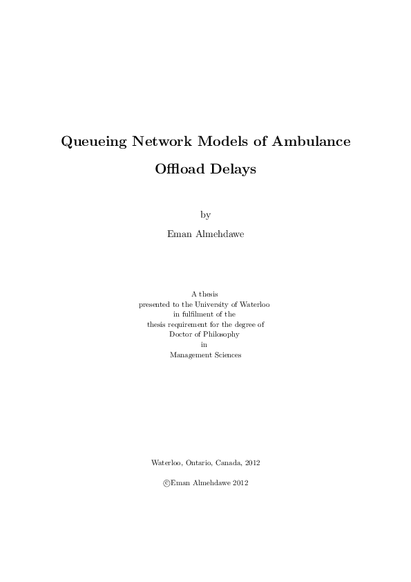 (PDF) Queueing Network Models of Ambulance Offload Delays
