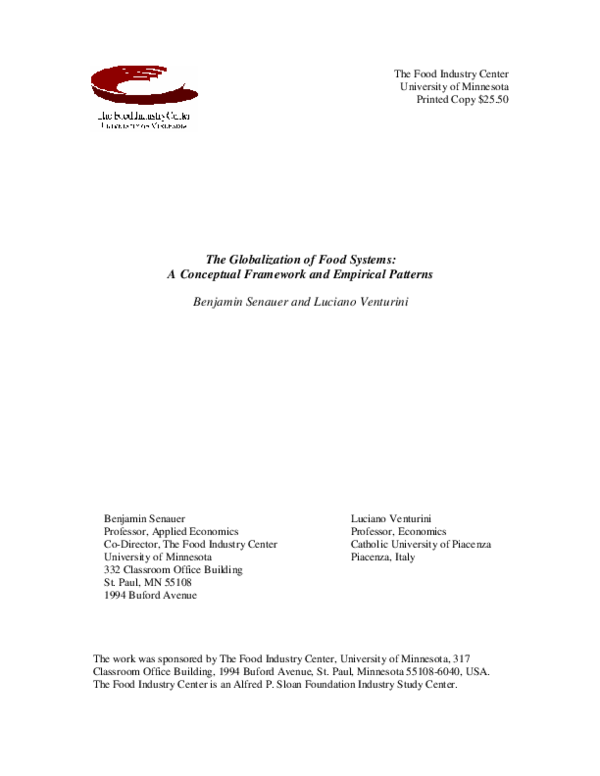 (PDF) The Globalization of Food Systems: A Conceptual Framework and ...
