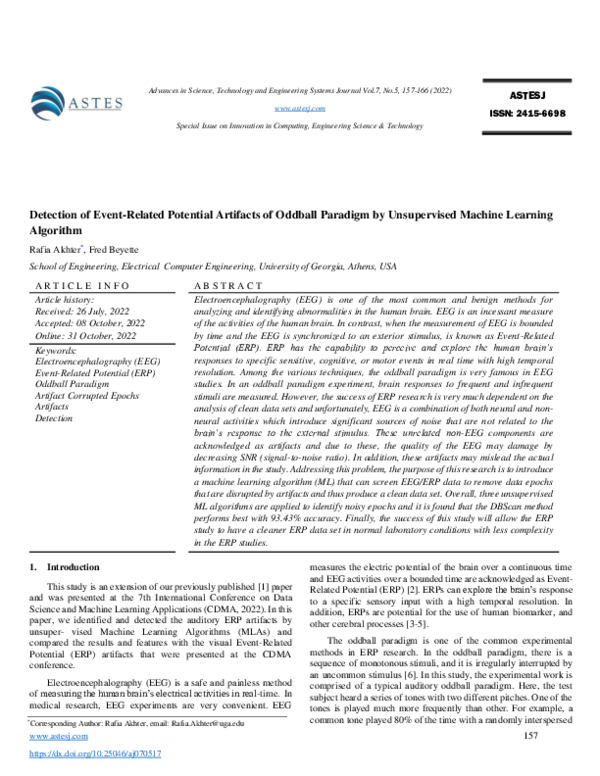 (PDF) Detection Of Event-Related Potential Artifacts Of Oddball ...