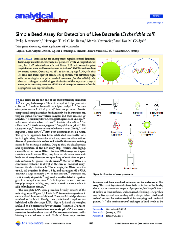 (PDF) Simple Bead Assay for Detection of Live Bacteria (Escherichia ...