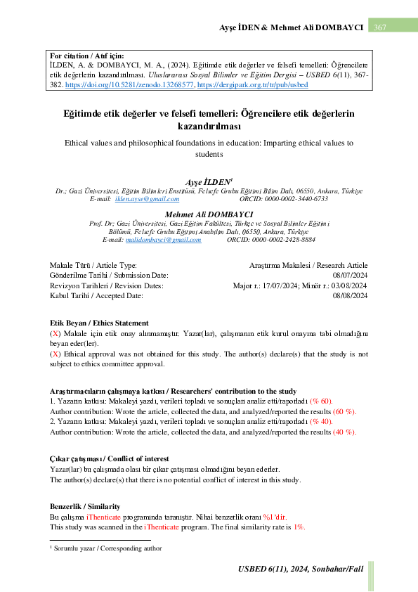 (PDF) Ethical values and philosophical foundations in education: Imparting ethical values to ...