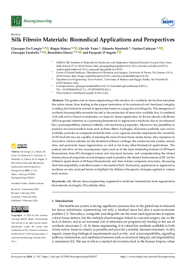 (PDF) Silk Fibroin Materials: Biomedical Applications and Perspectives