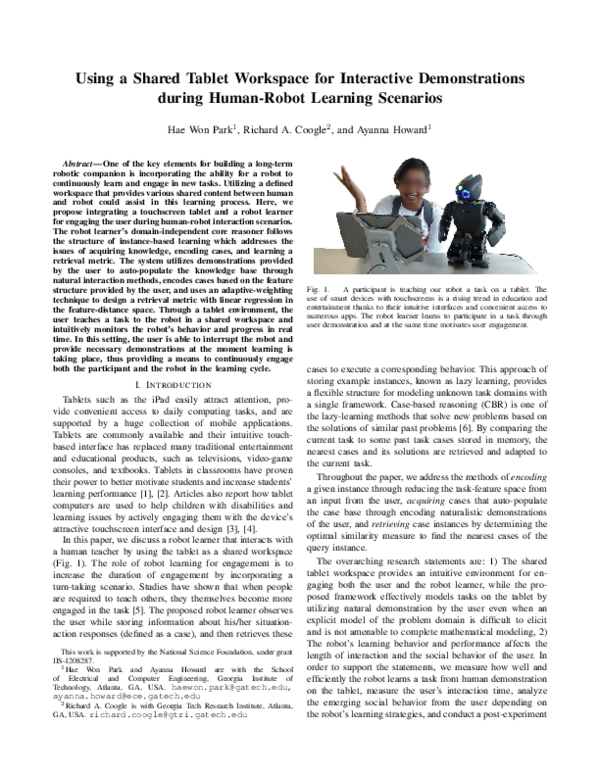 (PDF) Using a shared tablet workspace for interactive demonstrations ...