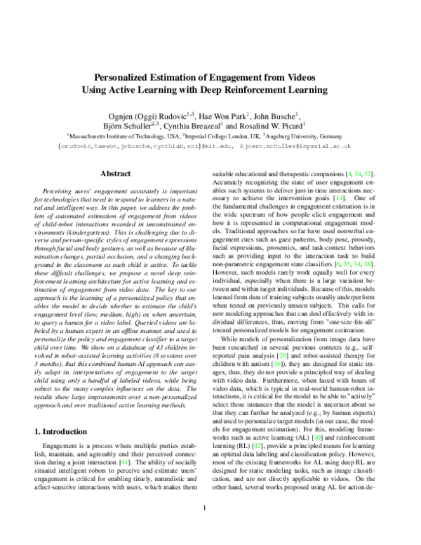 (PDF) Personalized Estimation of Engagement From Videos Using Active Learning With Deep ...
