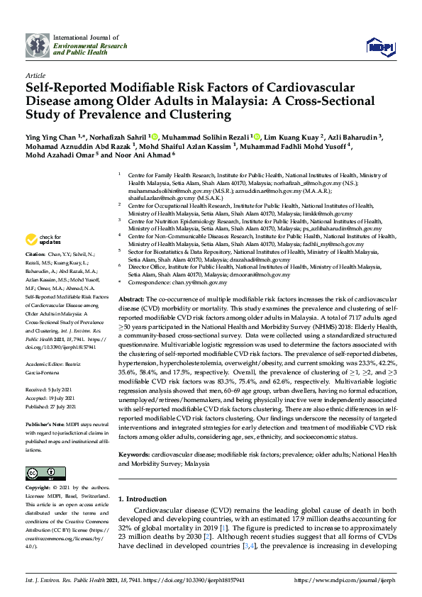 (PDF) Self-Reported Modifiable Risk Factors of Cardiovascular Disease ...