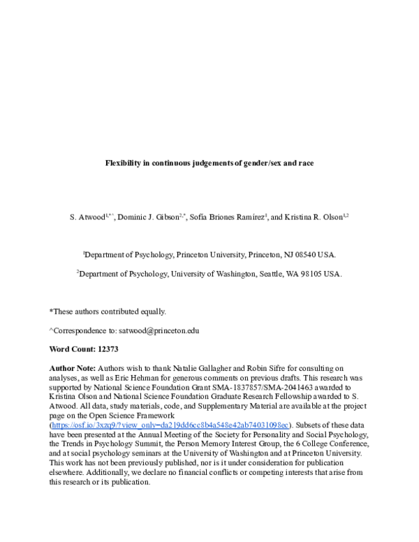 Pdf Flexibility In Gender Sex And Race Perception