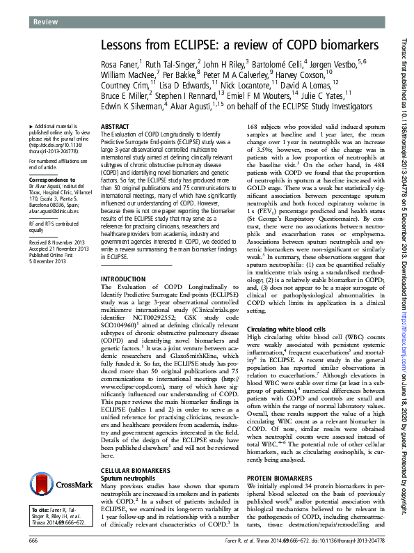 (PDF) Lessons from ECLIPSE: a review of COPD biomarkers
