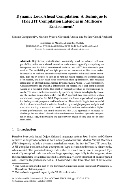 (PDF) Dynamic look ahead compilation: A technique to hide jit compilation latencies in multicore ...