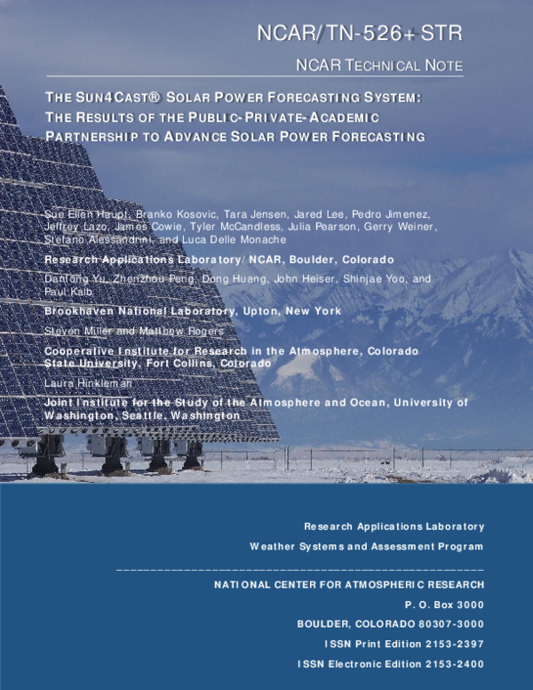 (PDF) The Sun4Cast® Solar Power Forecasting System: The Result of the ...