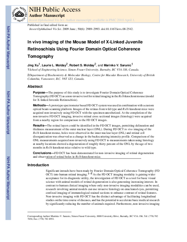 (PDF) In Vivo Imaging of the Mouse Model of X-Linked Juvenile ...