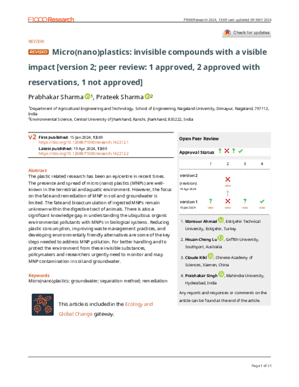 (PDF) Micro(nano)plastics: invisible compounds with a visible impact