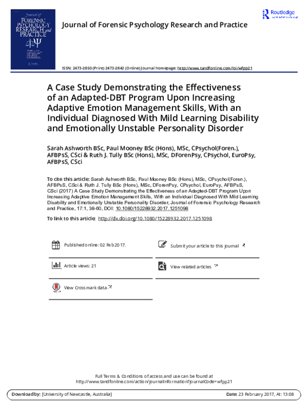 (PDF) A Case Study Demonstrating the Effectiveness of an Adapted-DBT ...
