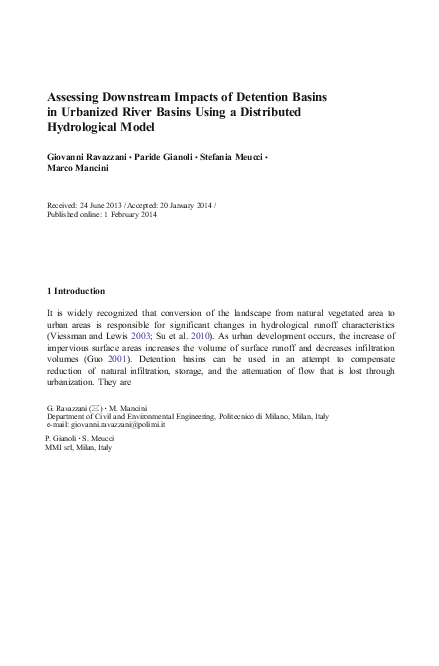 (PDF) Assessing Downstream Impacts of Detention Basins in Urbanized River Basins Using a ...