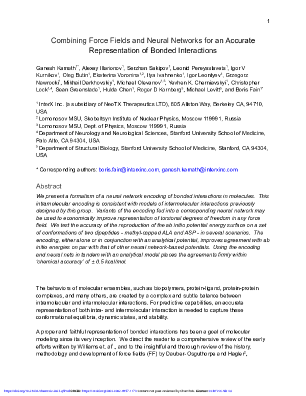 (PDF) Combining Force Fields and Neural Networks for an Accurate Representation of Bonded ...