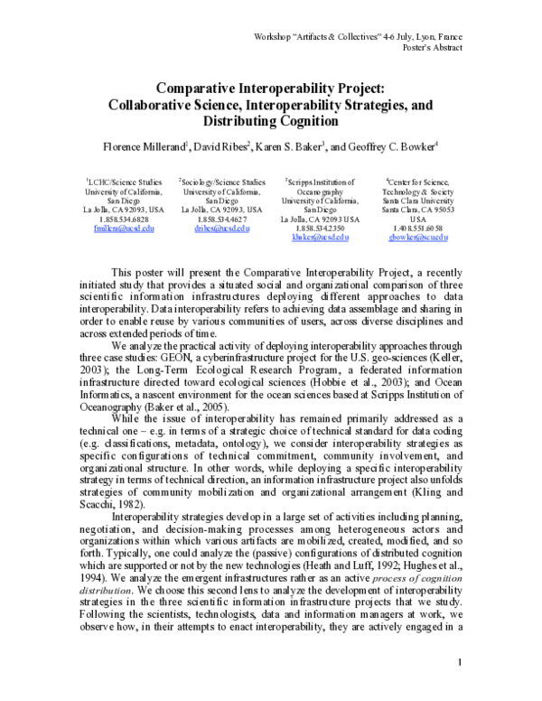 (PDF) Comparative Interoperability Project: Collaborative Science, Interoperability Strategies ...