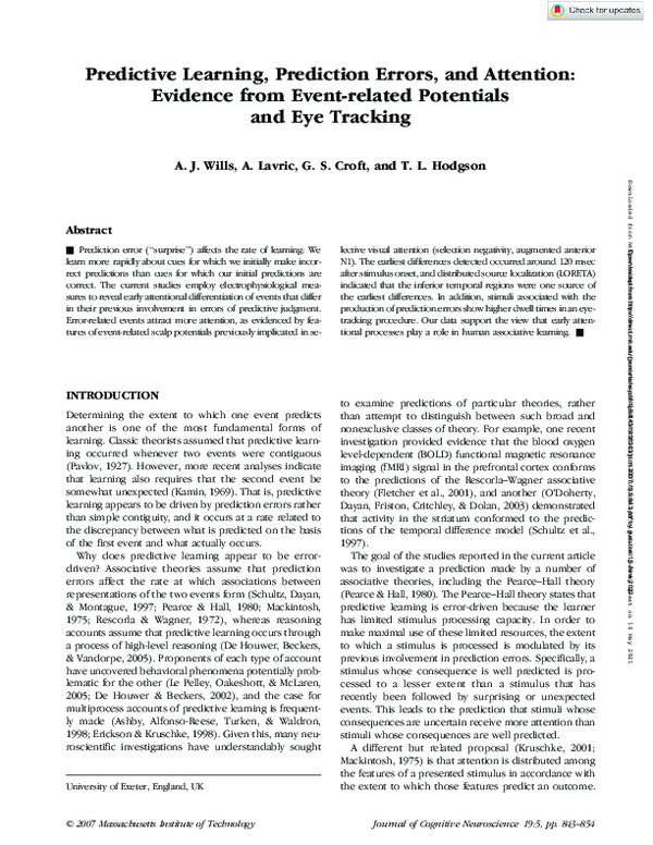 (PDF) Predictive Learning, Prediction Errors, and Attention: Evidence from Event-related ...