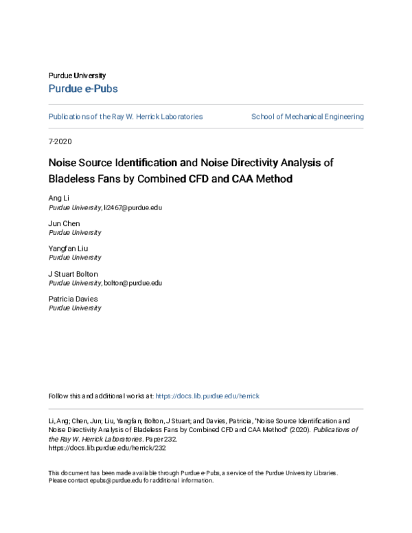 (PDF) Noise Source Identification and Noise Directivity Analysis of Bladeless Fans by Combined ...