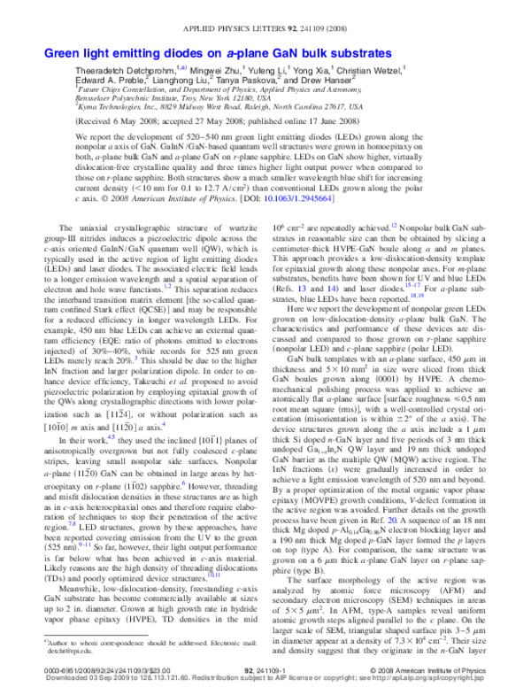 (PDF) Green light emitting diodes on a-plane GaN bulk substrates