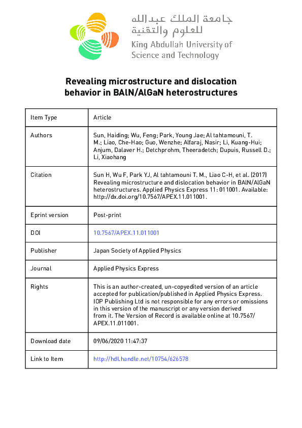 (PDF) Revealing microstructure and dislocation behavior in BAlN/AlGaN ...