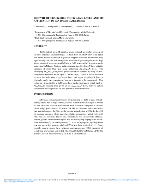 (PDF) Growth of Crack-Free Thick AlGaN Layer and its Application to GaN ...