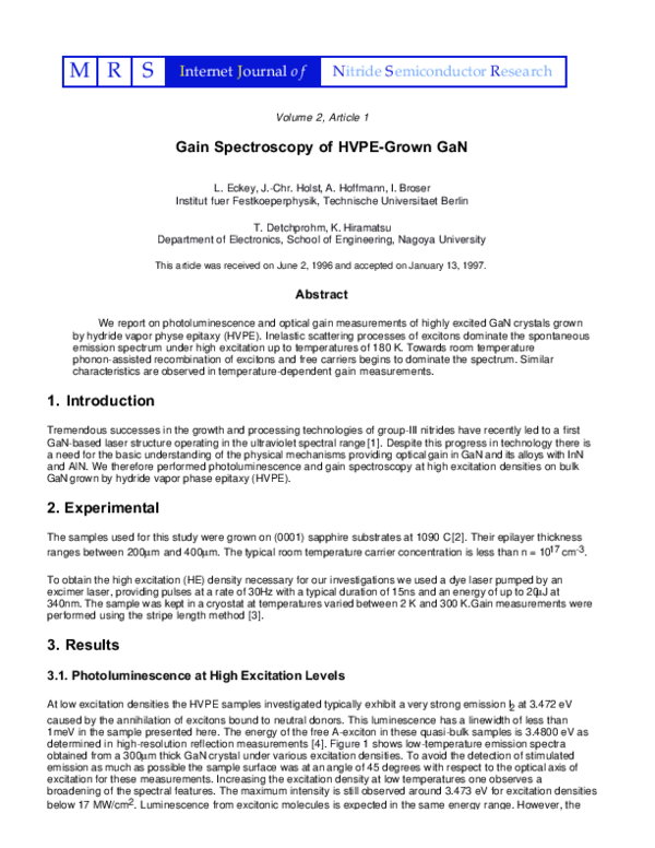 (PDF) Gain Spectroscopy of HVPE-Grown GaN