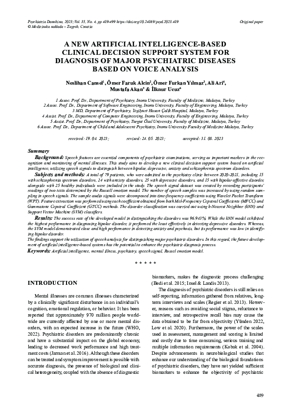 (PDF) A New Artificial Intelligence-Based Clinical Decision Support System for Diagnosis of ...