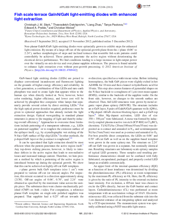 (PDF) Enhanced Light Extraction in Fish Scale GaInN/GaN LEDs