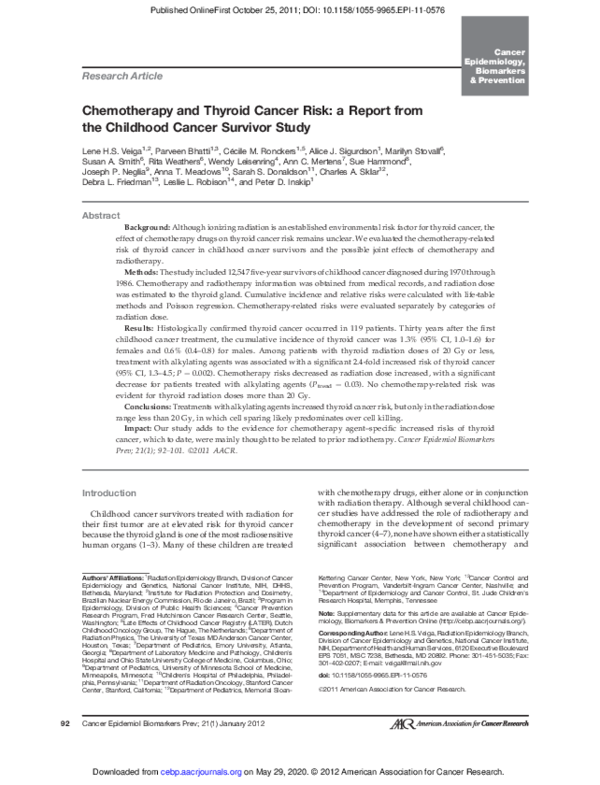 (PDF) Data from Chemotherapy and Thyroid Cancer Risk: A Report from the ...