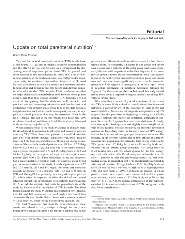 (PDF) Update on total parenteral nutrition
