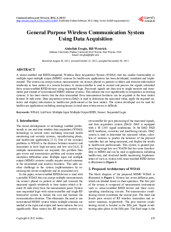 (PDF) General Purpose Wireless Communication System Using Data Acquisition