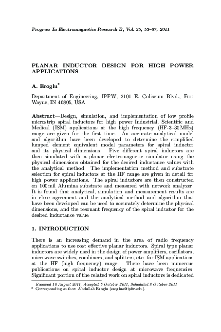 (PDF) Planar Inductor Design for High Power Applications