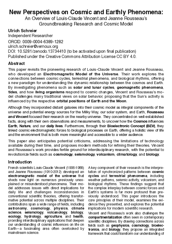 (PDF) New Perspectives on Cosmic and Earthly Phenomena: An Overview of ...