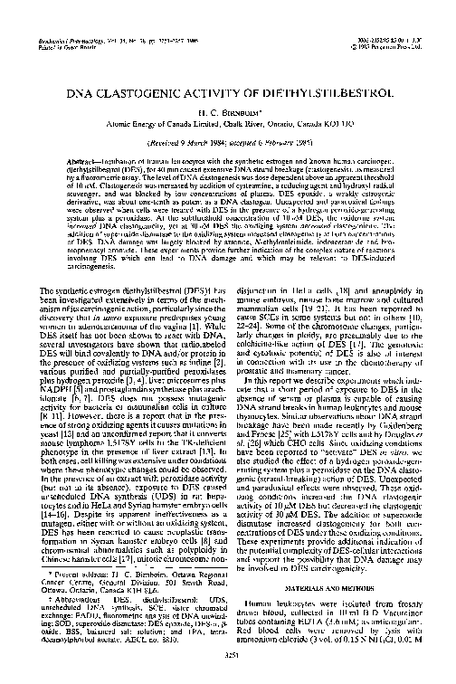 (PDF) DNA clastogenic activity of diethylstilbestrol | Chaim Birnboim ...